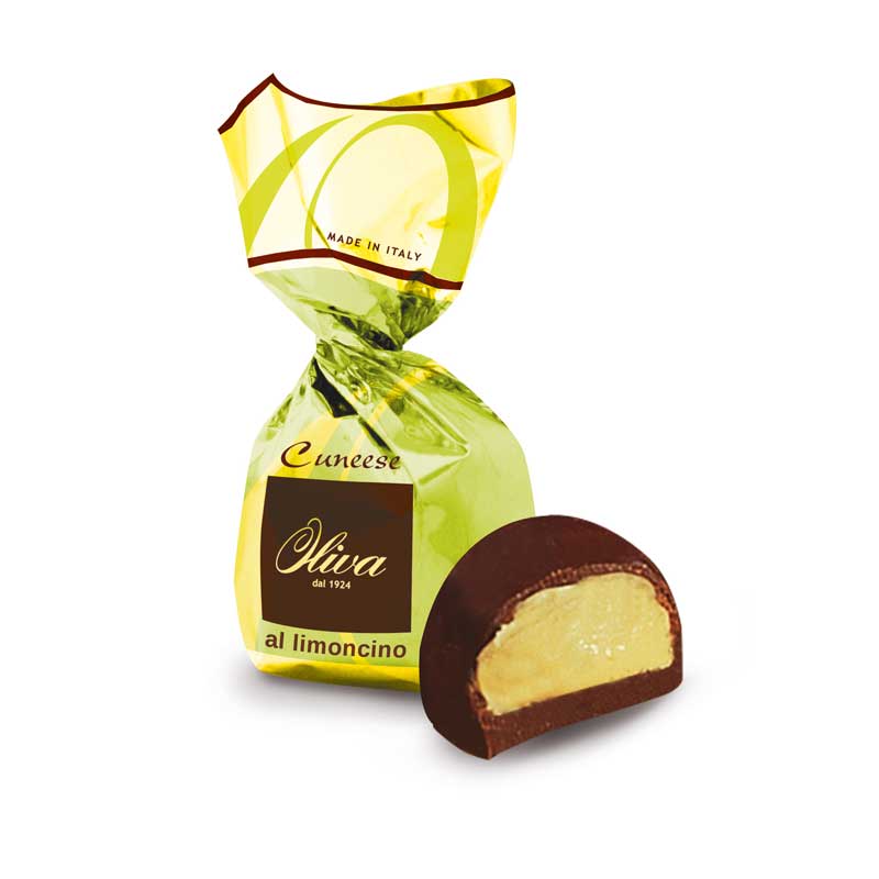 Mörk chokladpralin med krämig limoncellofyllning - Oliva